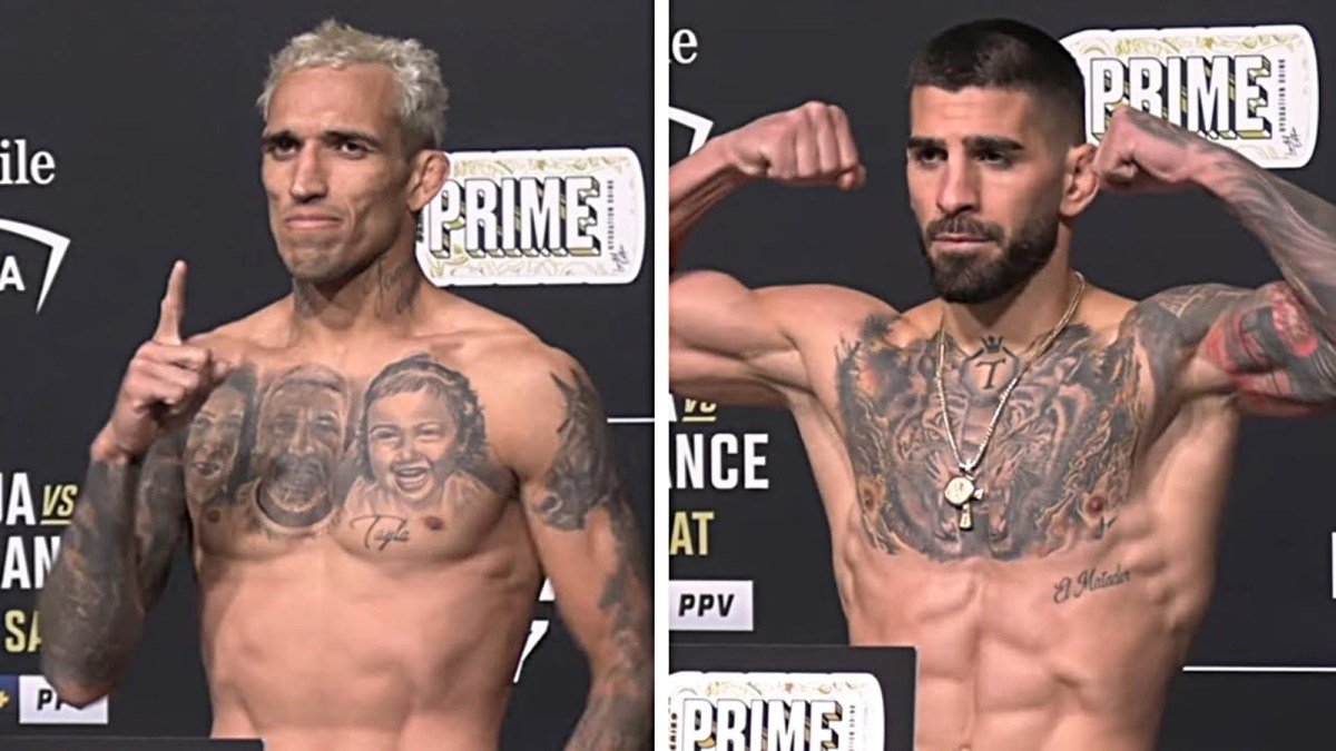 UFC 317 main event weigh-in video: Ilia Topuria vs. Charles Oliveira ...